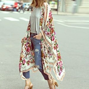 Jackets & Coats | Amazing Boho Vibes Festival Long Kimono Duster Cape ...
